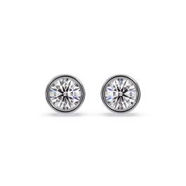 Solitaire Rub Over Diamond Bezel Set Stud Earrings - Diamond Heaven
