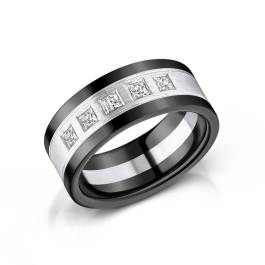 Zedd 9mm 0.50ct Lab Grown Princess Diamond Set Zirconium Wedding Band ...